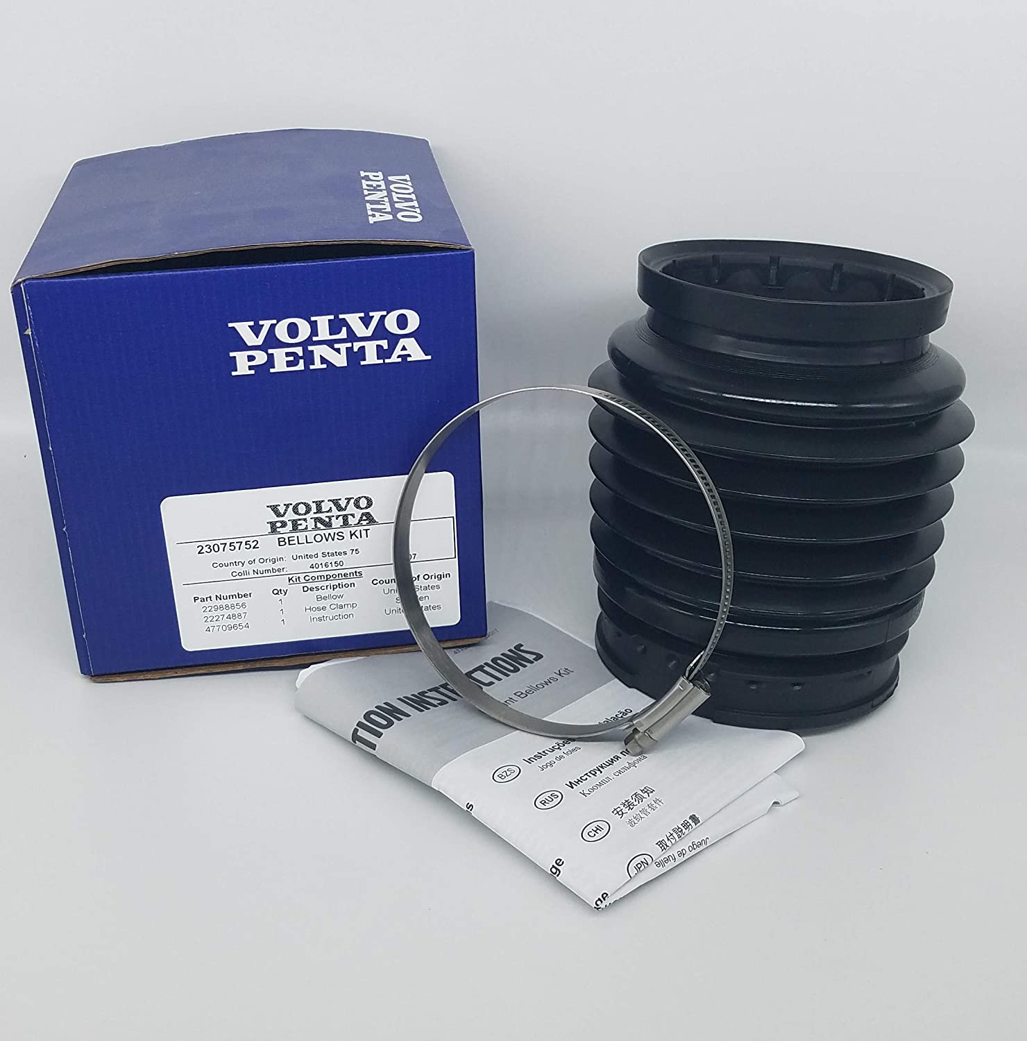 OEM Sterndrive Bellows Volvo Penta 23075752 Bellows Kit With Hose Clamp ...