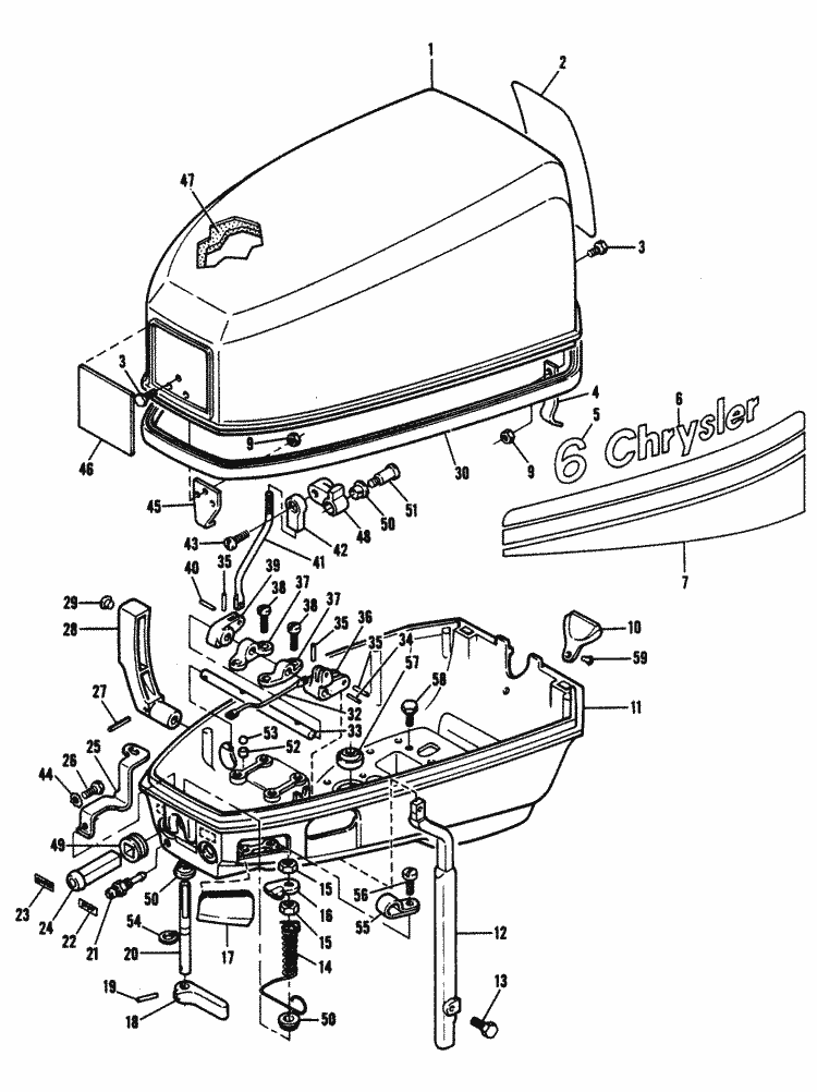 Chrysler 6 HP (1978) Engine Cover & Support Plate Parts