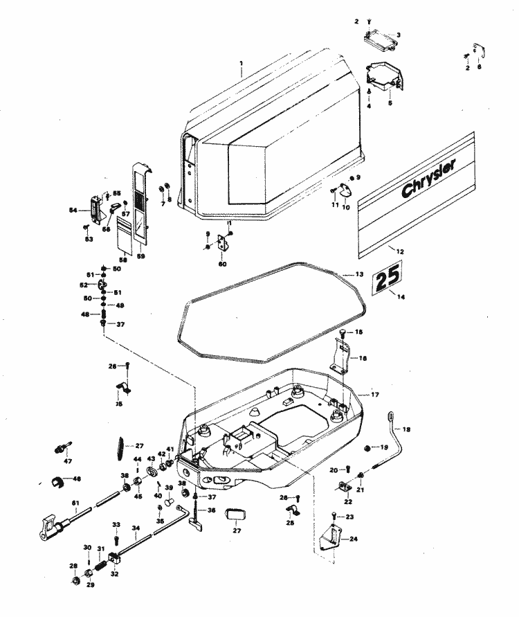 Chrysler 25 HP (1982) Engine Cover & Support Plate Parts