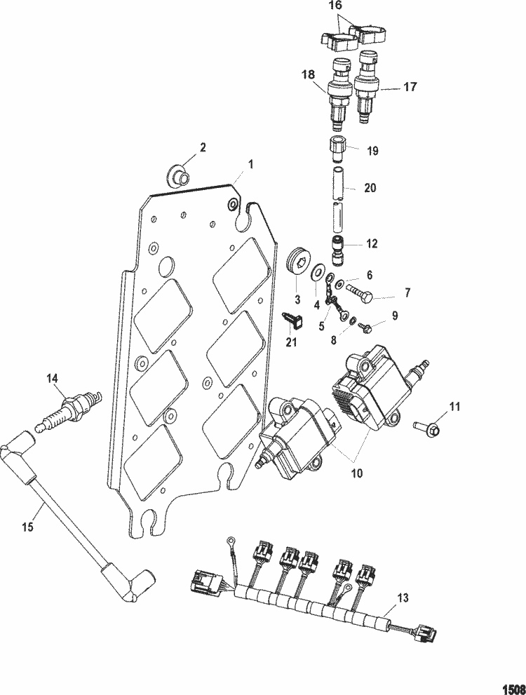 Mercury Mariner Racing 225X EFI Pro Max Coil Plate Assembly Parts