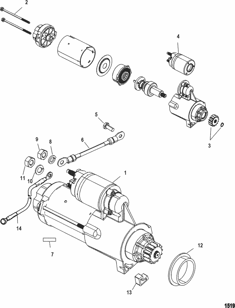 Mercury Mariner Racing 225X EFI Pro Max Starter Motor Parts