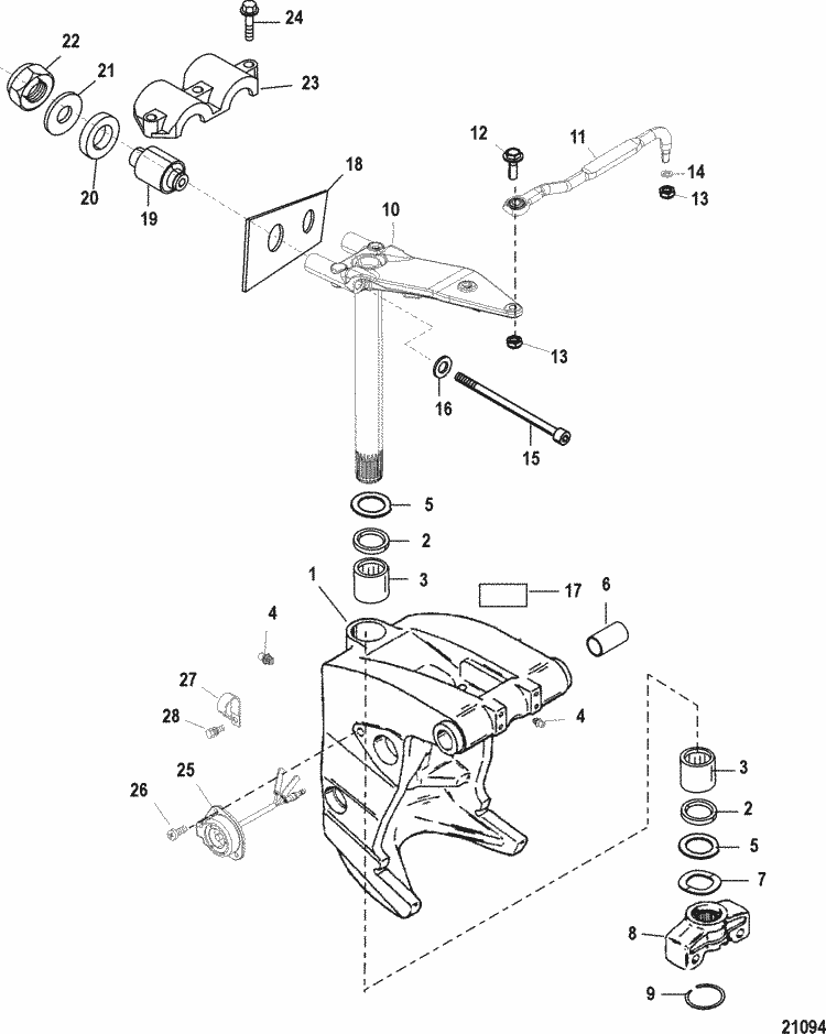 Mercury Mariner Racing 300XS (3.2L DFI) Swivel Bracket (Heavy Duty) Parts