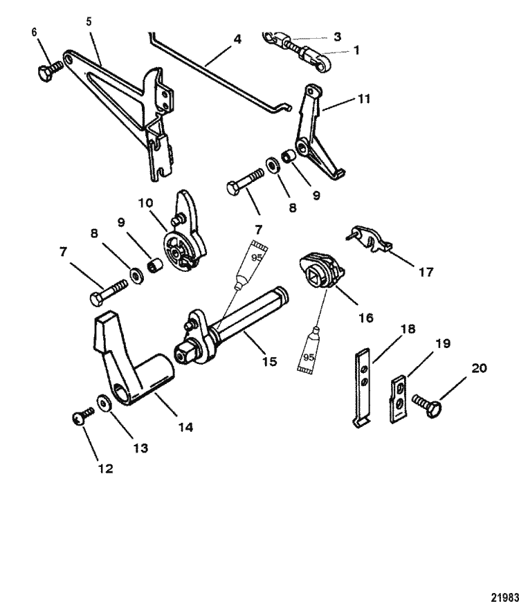 Mercury Marine 15 HP SeaPro Throttle & Shift Linkage Parts