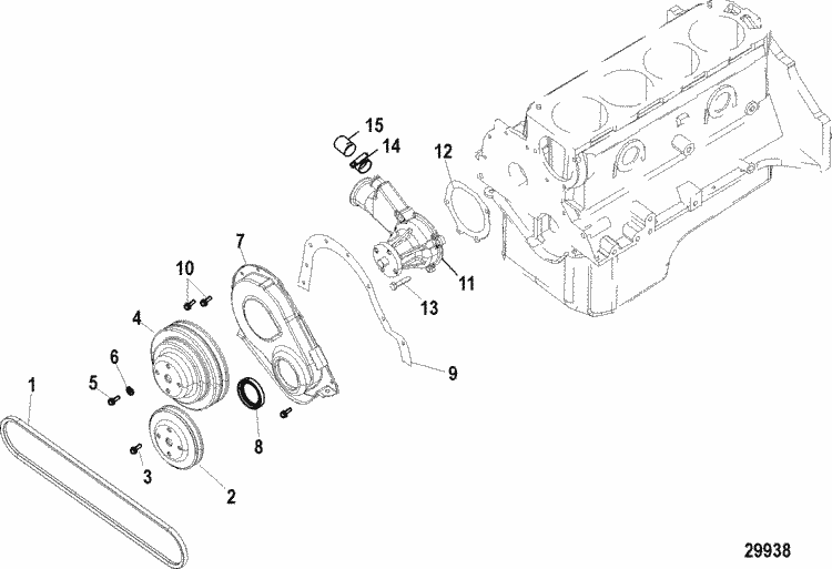 MerCruiser 3.0L GM 181 I / L4 Cylinder Block, Front Cover & Circulating ...