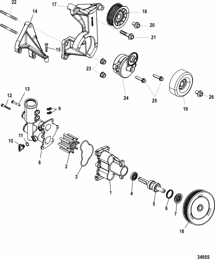 MerCruiser 496 Mag (H.O. Model) Seawater Pump Parts