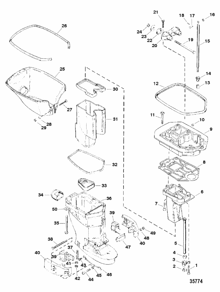 Force 40 HP (1998) Driveshaft Housing Parts