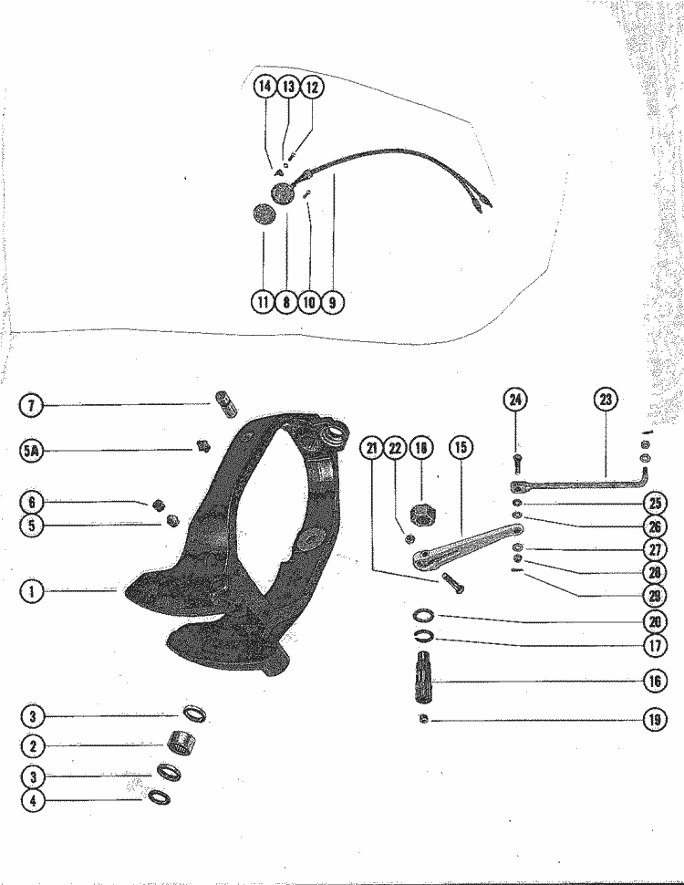 MerCruiser 898 / 228 1977 Gimbal Ring Assembly & Steering Lever Parts