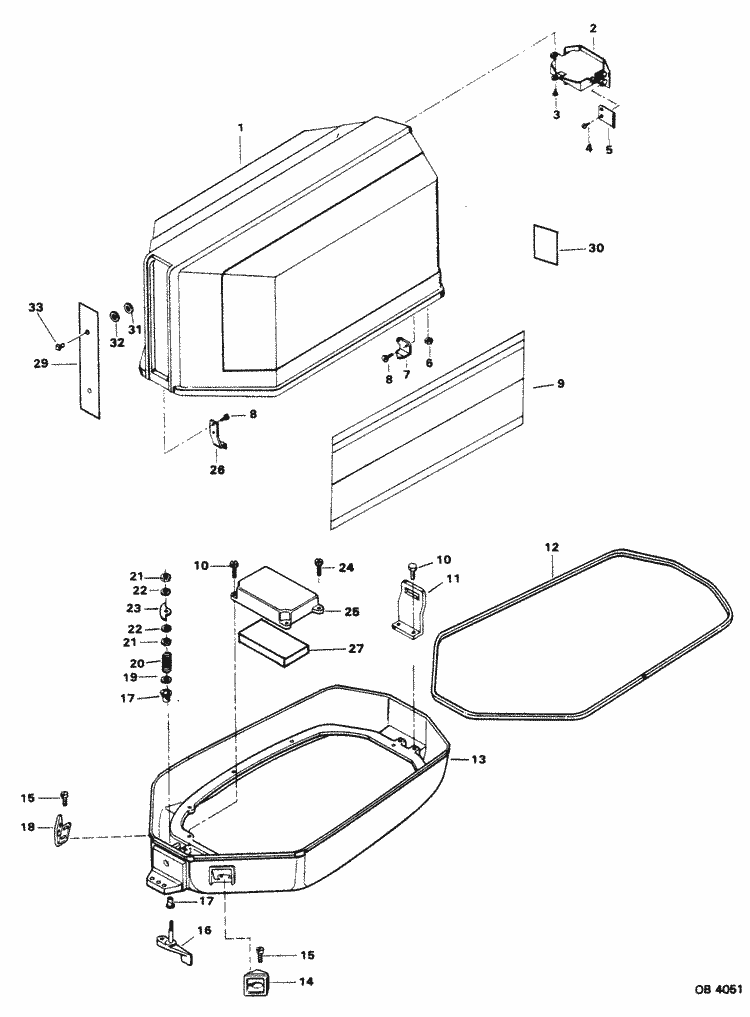 Force 50 HP (1985) Engine Cover & Support Plate Parts