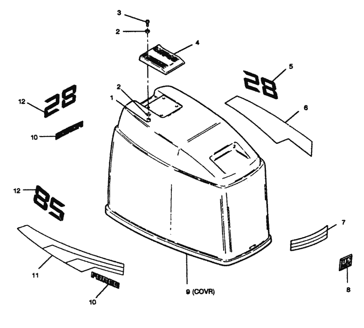Force 85 HP (1989) Engine Cover Parts