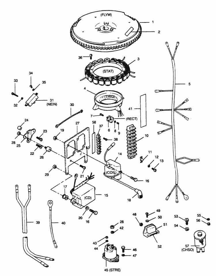 Force 50 HP (1990) Electrical Components Parts
