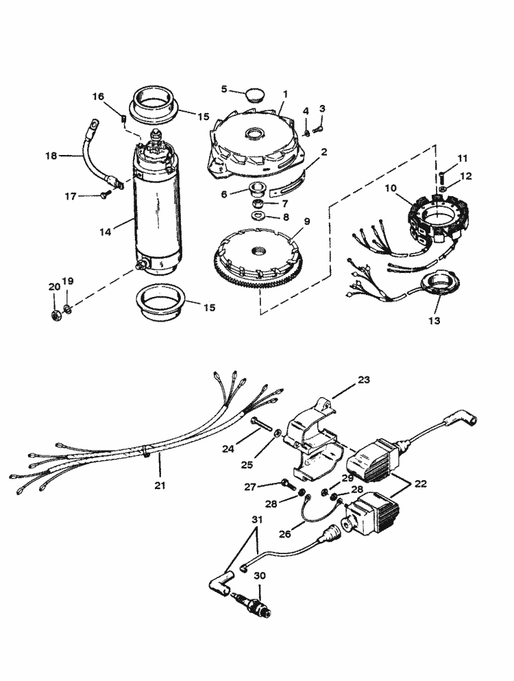 Mercury Mariner Racing 225 EFI Pro Max / Super Mag Flywheel, Starter ...