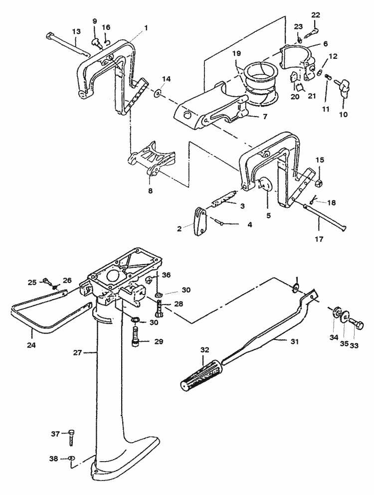 Mariner 2 HP (Export) Midsection Parts