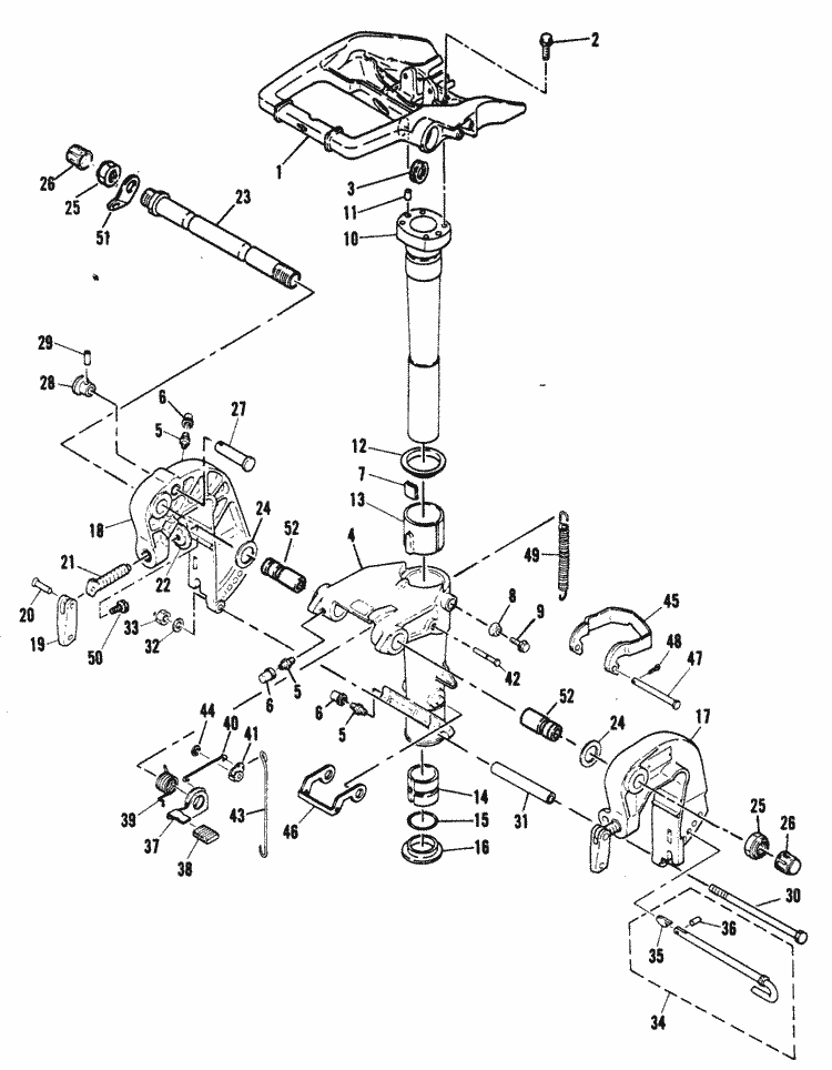 Mariner W30 HP (W / Marathon) Clamp & Swivel Bracket / Reverse Lock Parts