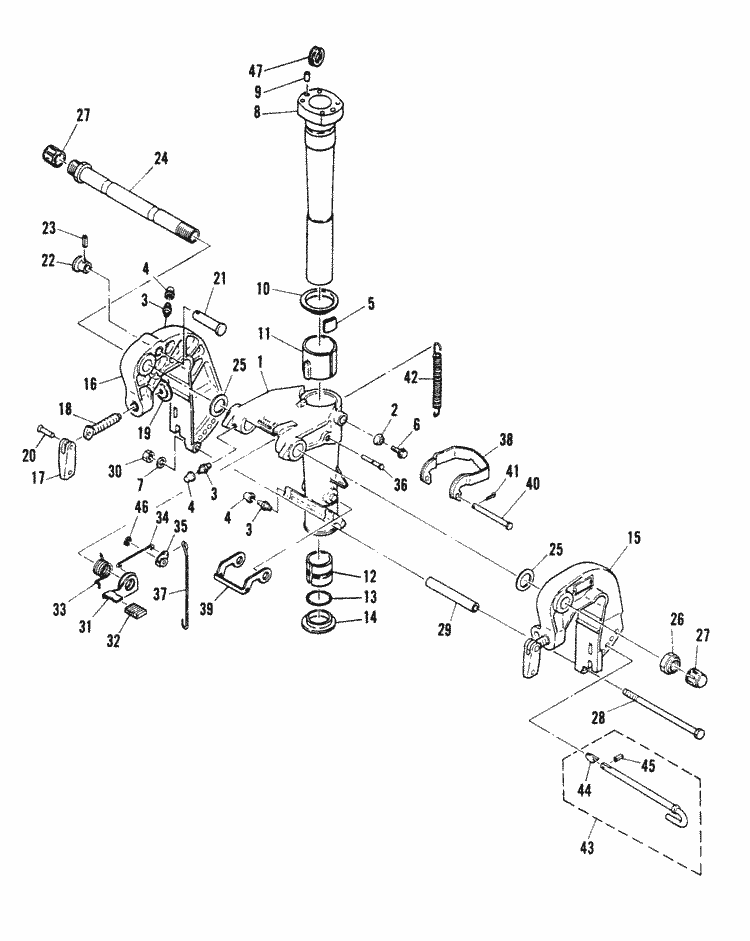 Mariner W25 (ML) Clamp & Swivel Bracket / Reverse Lock Parts