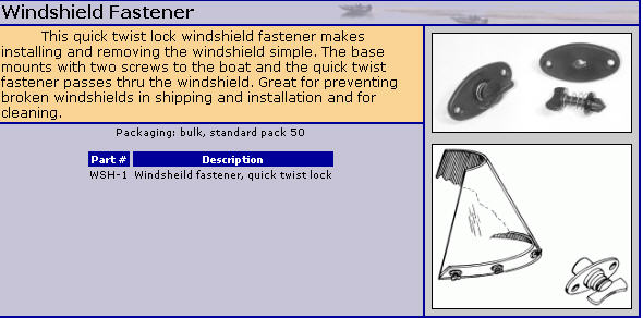 Windshield Fastener, Bulk WSH-1 - T-H Marine Supplies Windshield ...